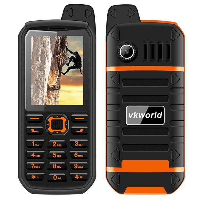 Téléphone portable etanche Robuste IP54 Double SIM Radio FM Orange Noir ...