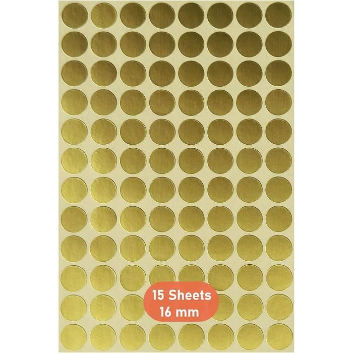 AJW-Autocollants à Points Ronds,16mm Points Auto-adhésifs 15 Pack ...