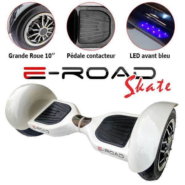 Gyropode E-ROAD Skate Électrique 10 pouces blanc - Cdiscount Auto