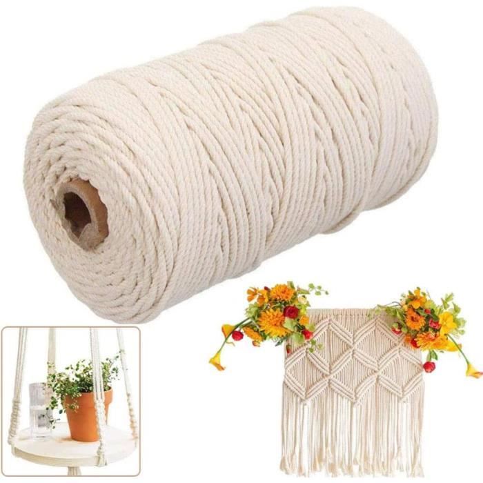 Fil Macramé 3 mm - Corde de Coton - Naturel - 200m - Bricolage ...
