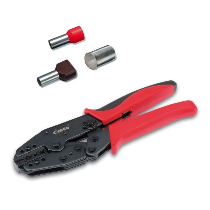 Pince à sertir à cliquet professionnelle - CIMCO - 0,5-16 mm² - Rouge - Trapézoïdale - Cdiscount ...
