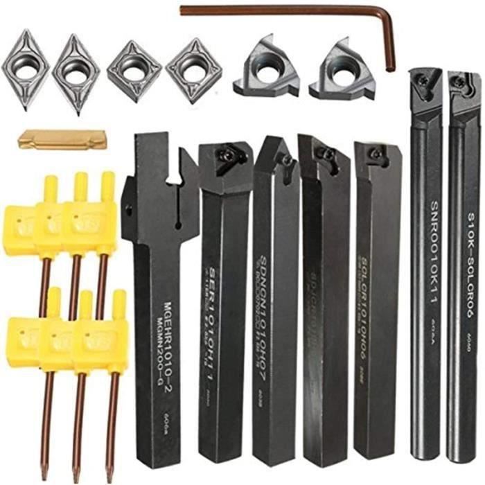 Kaixin-Lion 7 Pcs 10 mm Tuyau De Jambe porte-outils de tournage Boring Bar avec Inserts De ...