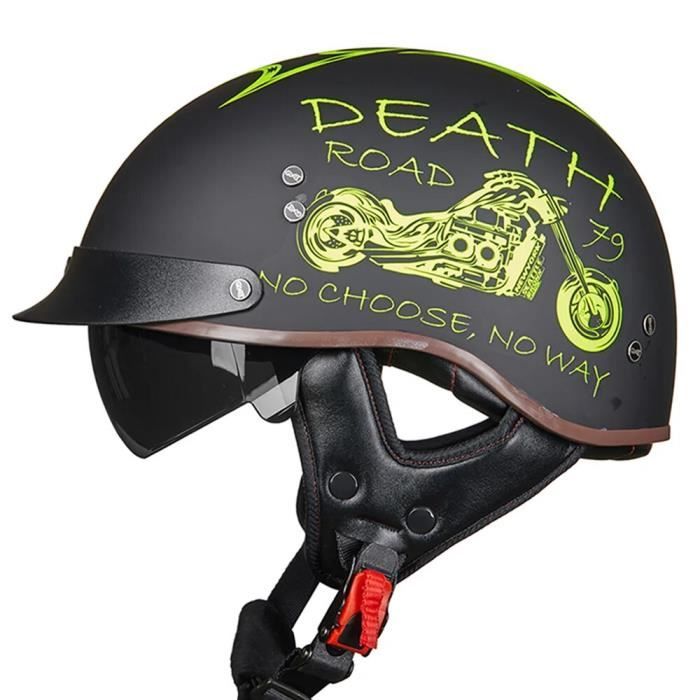 GXT-Casque de Moto Rétro Quatre Saisons,Demi-Casque de Motocross ...