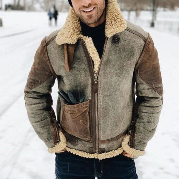Homme manteau en cuir véritable hiver plus fourrure veste unibody avec ...