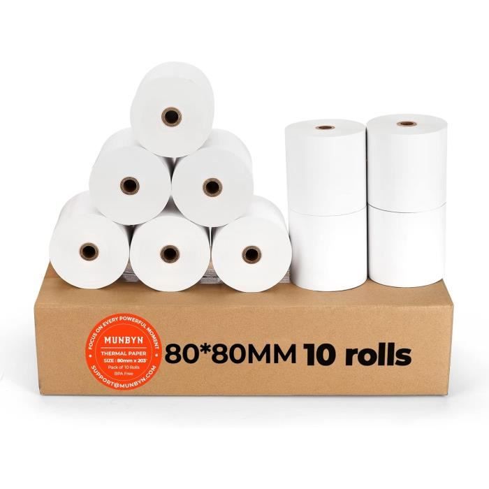 Papier Thermique 80Mm Pos Bobine 80Mm Rouleau Ticket De Caisse 10 Rolls ...