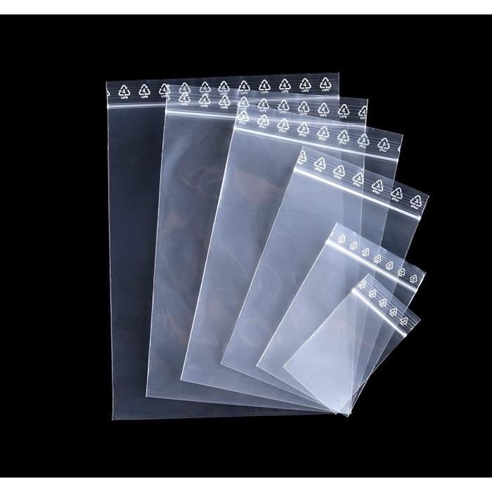500 Sacs à Fermeture avec 6 Tailles,Sacs en Plastique Transparents ...