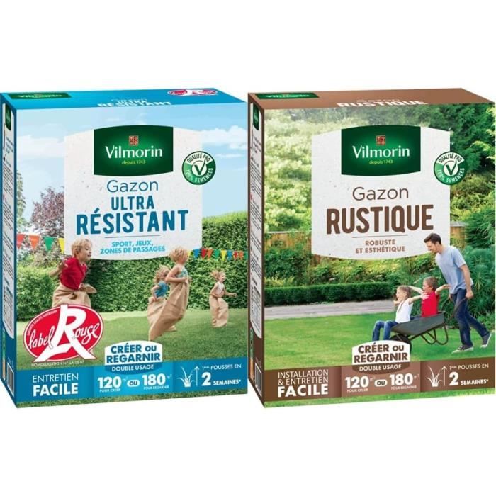 4462415 Gazon Ultra Résistant, Vert, 3 Kg & 4460415 Gazon Rustique ...