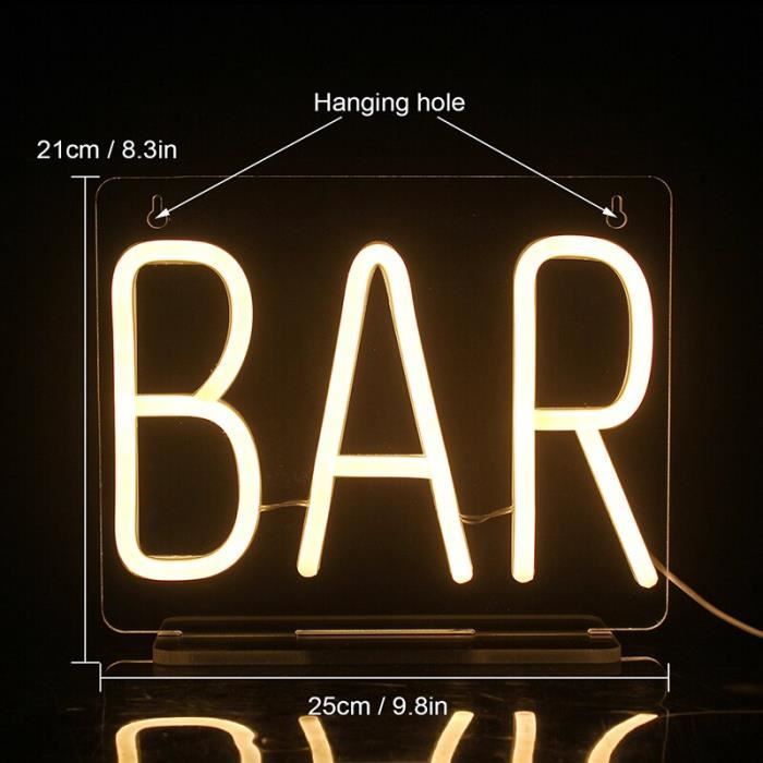 NEON,BAR--panneau LED néon USB, barre'alimentation, blanc chaud, lettre ...