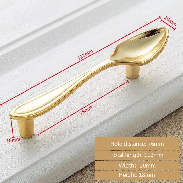 BOUTON DE MEUBLE,Spoon 76mm Golden--Poignée de tiroir de bureau en ...