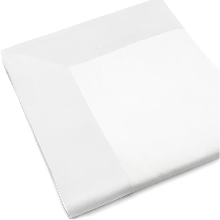 Parure de lit double, coton et satin, 1 drap plat 250 x 290 cm + 1 drap ...