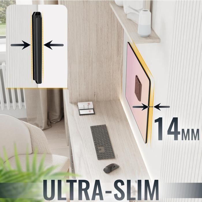 Support Mural écran PC Fixe Plat Ultra-Slim F0311(33-81cm) Fixation ...