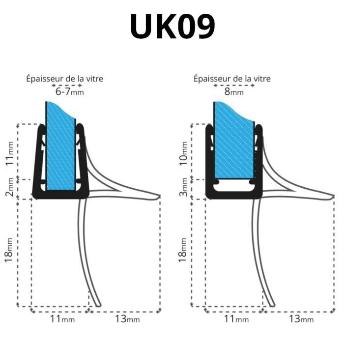 Joint de douche - STEIGNER - UK09 - 110 cm - Transparent - Résistant ...