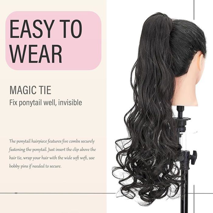 Postiche Queue de Cheval Extension Ponytail Cheveux Naturel Boucl 60cm ...