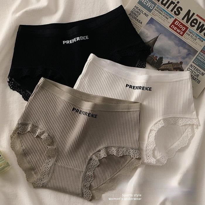 Culotte brésilienne en coton pour femme,culotte M-XL mi-hauteur,sous-vêtement solide pour femme ...