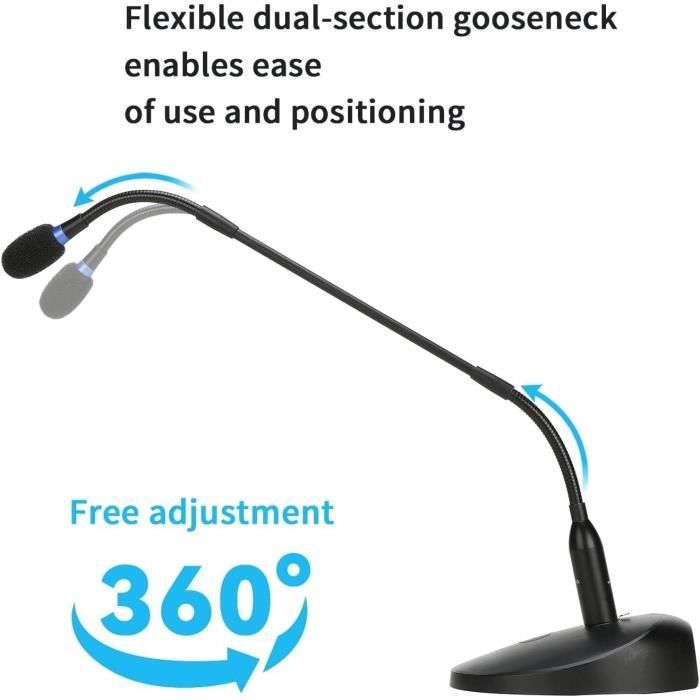 Desktop Condenser Podium Microphone, 18" Bi-Fold Gooseneck Microphone ...