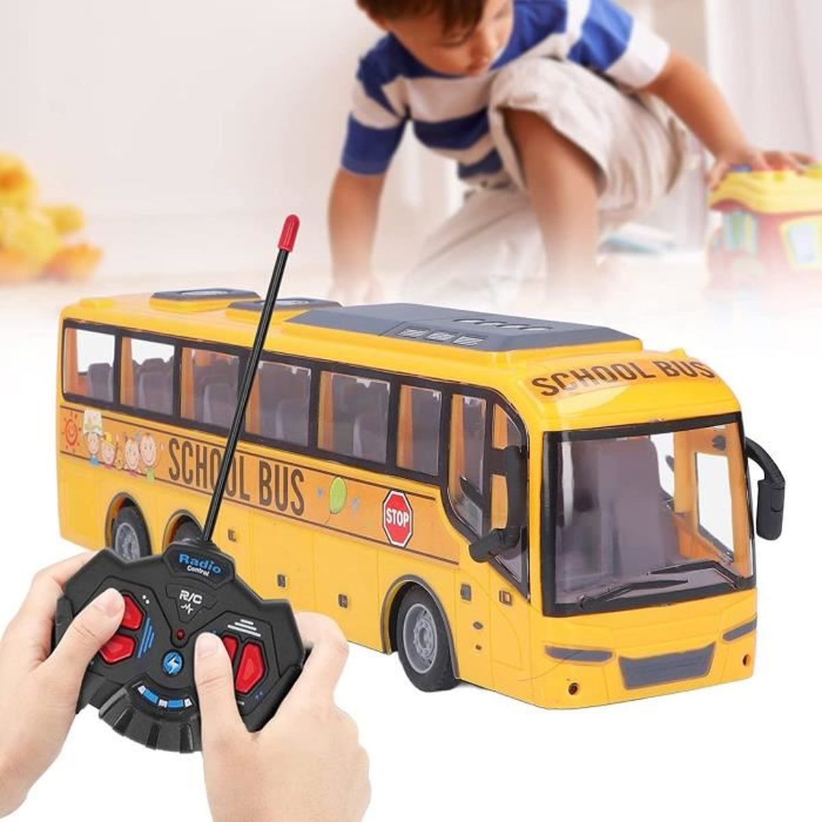 Jouet de Voiture Télécommandé Enfant, Simulée Autobus Scolaire RC avec ...