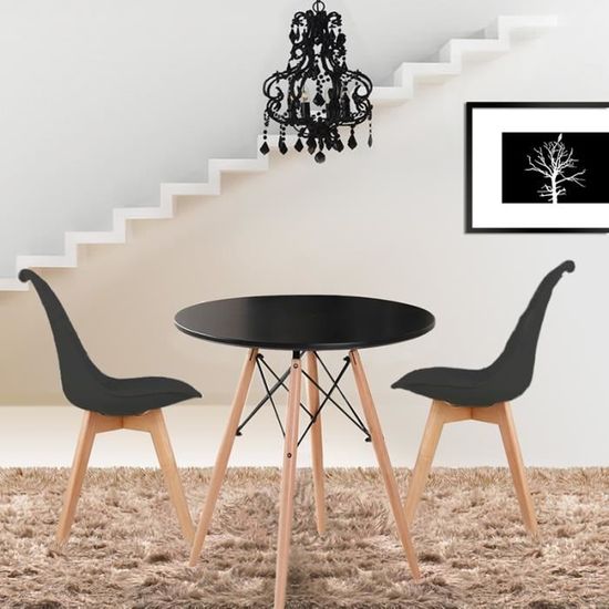 Table ronde avec 4 chaises à manger de loisirs modernes en bois de thé ...