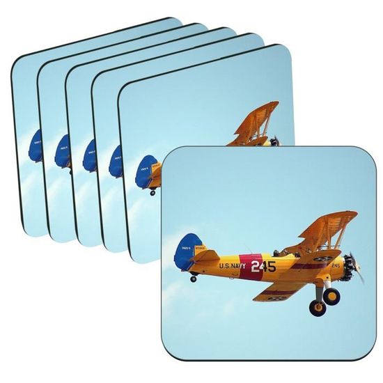 Sous Verre Liège (Lot de 6) Avion Biplan US Navy 245 - Cdiscount Maison