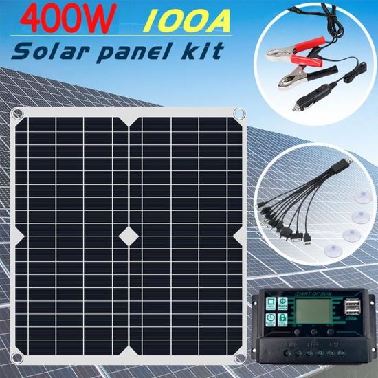 Kit de panneau solaire 400 Watts chargeur de batterie 12V avec contrôleur 100A pour bateau ...