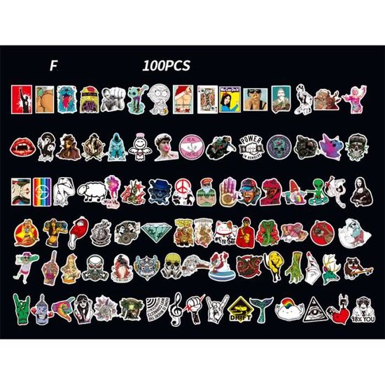 100 Pcs Decal Graffiti étanche Autocollant Ordinateur Portable