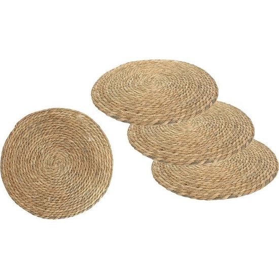 Lot De 4 Sets De Table Ronds En Jonc De Mer Et Jacinthe D'Eau - 38 Cm ...