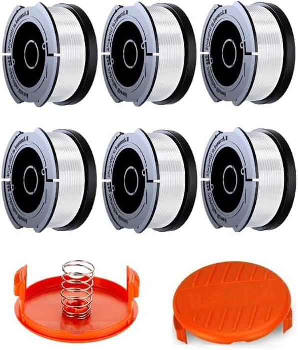 6 Bobine Fil Coupe Bordure 1 Cap 1 Spring Set Compatible avec Black et Decker Nylon Tonte Corde ...