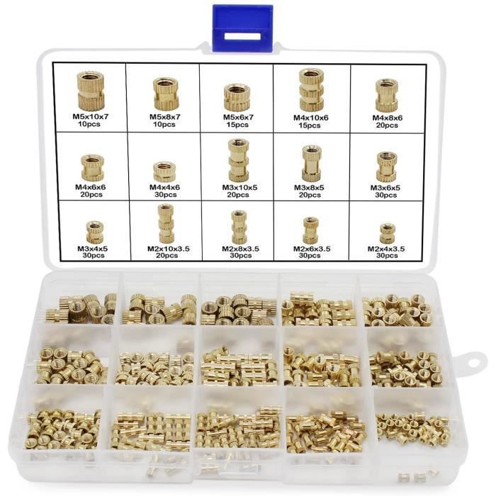Assortiment de noix en laiton - M2 M3 M4 M5 - Inserts de filetage ...