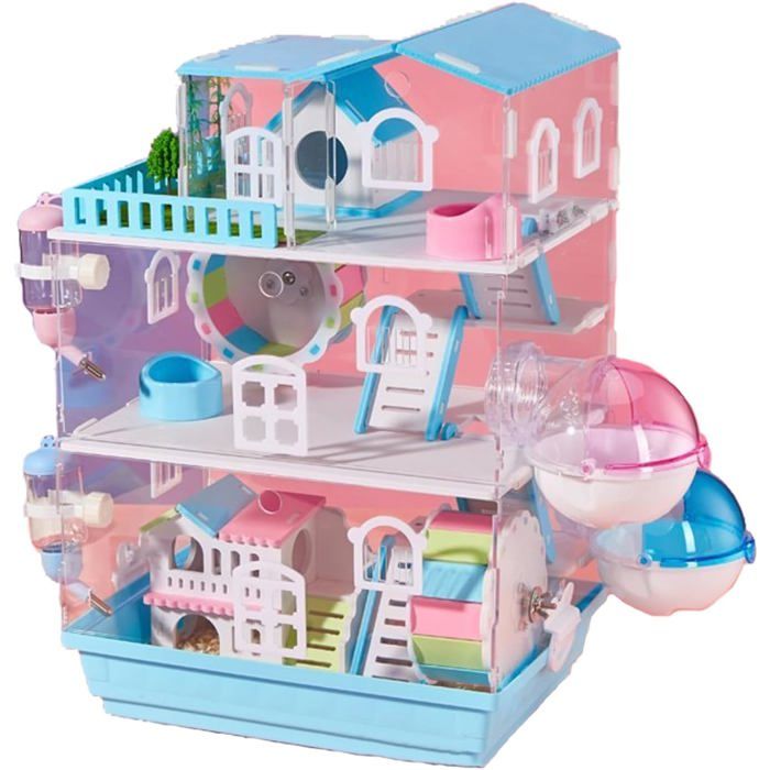 Cage pour Hamster Acrylique Transparent 3 Niveaux - Habitat Nain Syrien ...