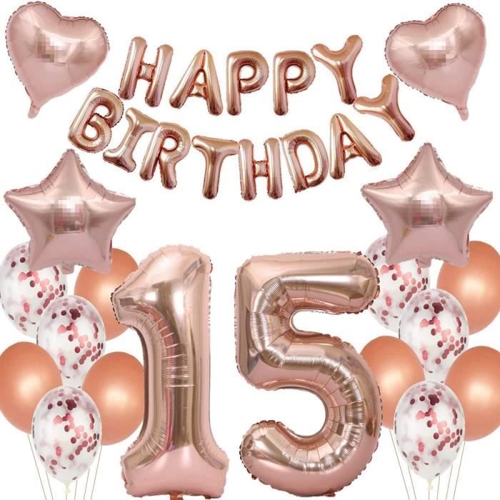 Ballon 15E Anniversaire Déco Fille Or Rose Ballon À Feuille 15 Ans Déco ...