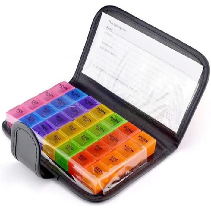 Pilulier coloré avec quatre piluliers de rappel par jour par semaine ...