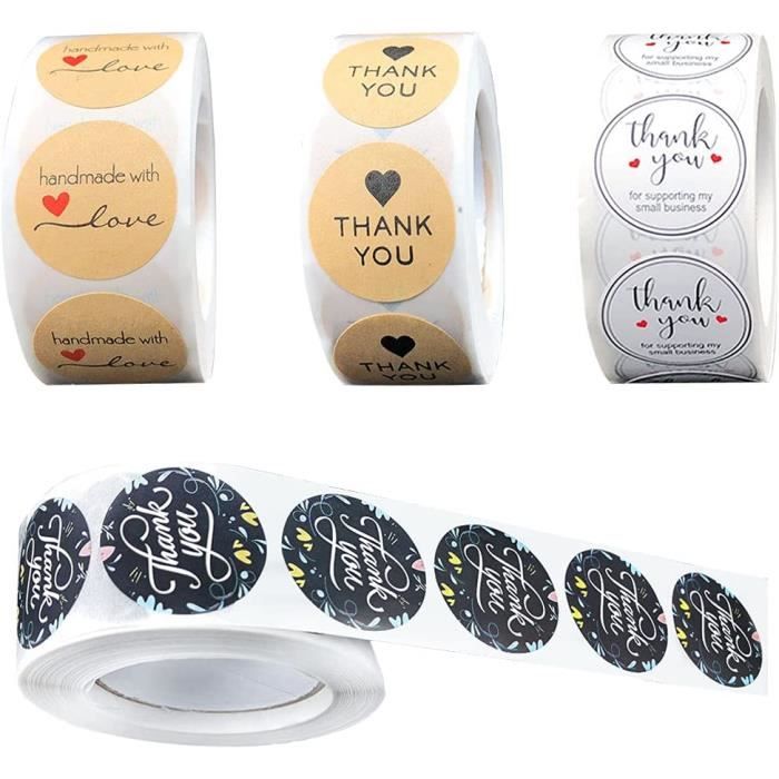 2000 Feuilles Autocollant Merci, Etiquettes Autocollantes Rondes ...