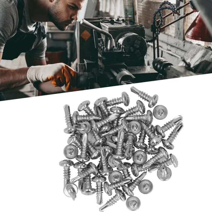 AUN Cikonielf Vis autoperceuse à tête ronde - 200pcs vis autoperceuses à tête ronde en acier ...