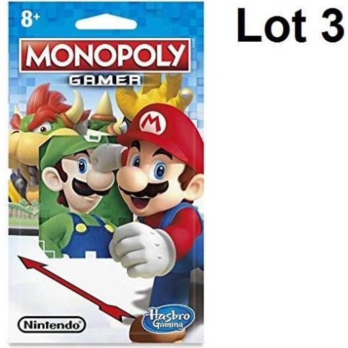 Hasbro Lot de 3 Monopoly Figurines Pion Mario pour Jeu de Societe Gamer ...