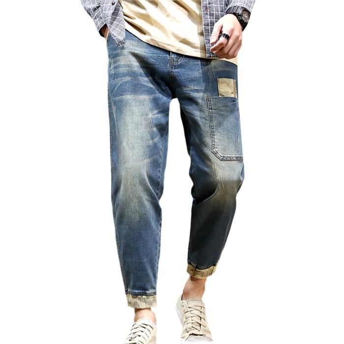 Jeans Déchiré Homme Jeans Troué Hip Hop Fermeture Éclair Jeans Casual ...