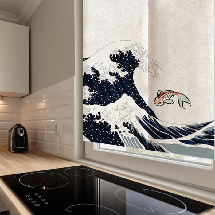 Mxzzand Rideau décoratif 85*120cm Style japonais Polyester demi-rideau ...