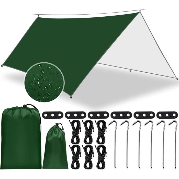 3X3M Camping Bâche, Tarp Bivouac Anti Uv, Ripstop, Kit De Bâche ...