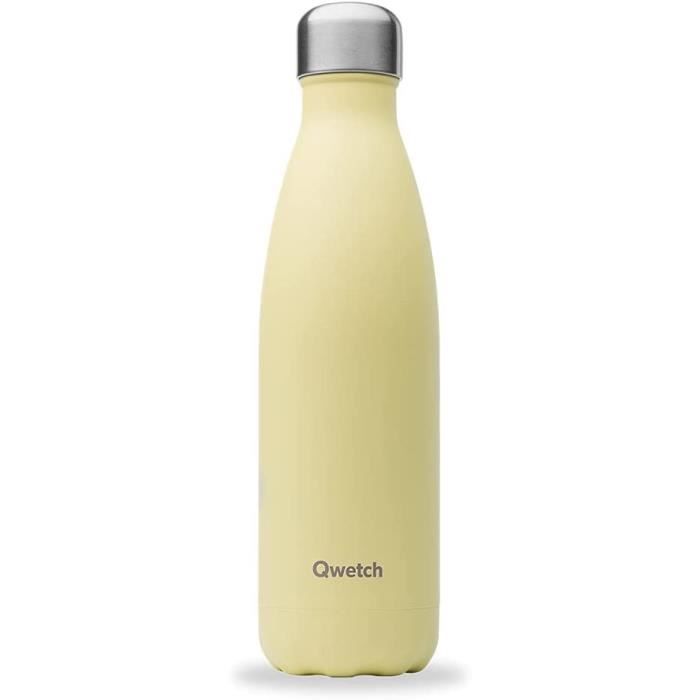 Qwetch - Bouteille Isotherme Pastel - Jaune 500ml - Gourde Nomade Inox ...