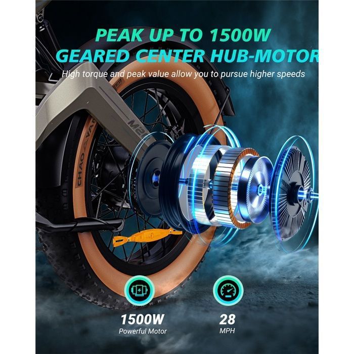 Vélo Électrique M20 - Moteur 1500W, Batterie 18.2Ah Amovible, Autonomie ...