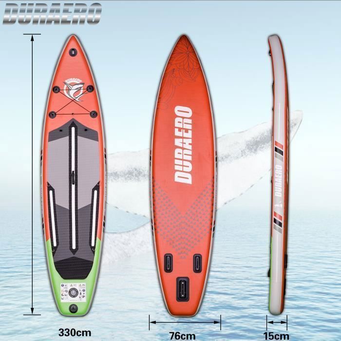 Planche gonflable Stand up Paddle Gonflable - DURAERO - 330 x 76 x 15 ...