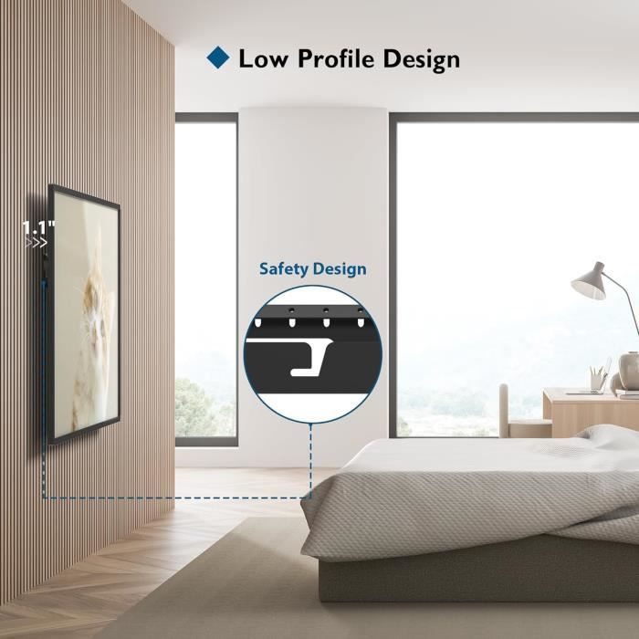 Support Mural Tv Pour Les Écrans Incurvés Et Plats Lcd-Led-Oled De 26 À 55 Pouces Support Tv ...