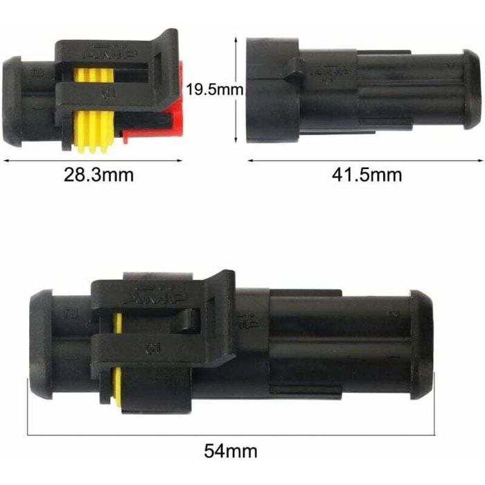 10 Connecteurs Étanches 12V 2 Pin - prise mâle femelle moto auto fil ...
