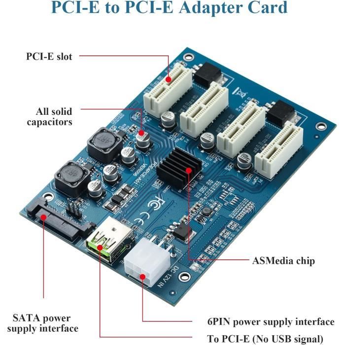 Carte Adaptateur Pci-E 1 À 4, Carte Multiplicateur Adaptateur ...