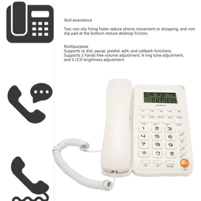 Téléphone Filaire, Écran D'Affichage Haute Définition Téléphone Fixe À Gros Boutons Téléphone ...