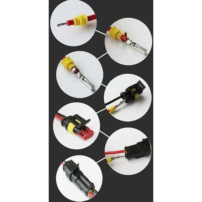 10 Connecteurs Étanches 12V 2 Pin - prise mâle femelle moto auto fil ...
