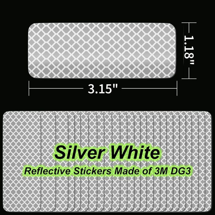 20 stickers reflechissants haute visibilite 3M DG3, pour voiture velo ...