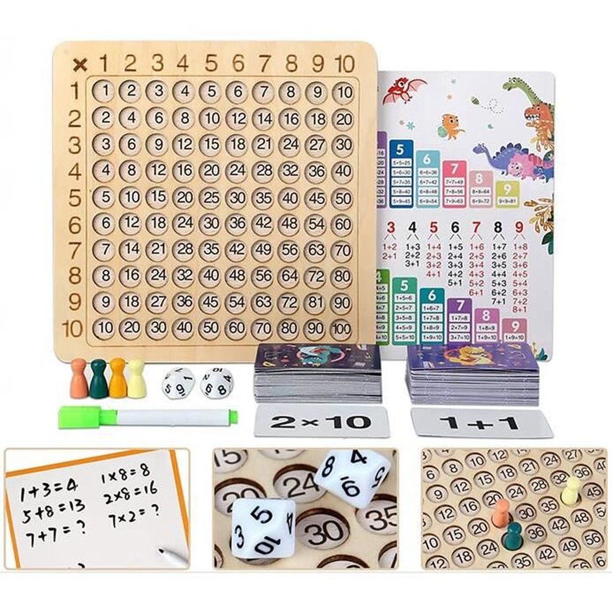 Table de Multiplication,Tableau Educatif,2 in 1 Montessori Mathématique ...