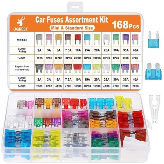 168 Pcs Fusible Voiture Set, 114 Mini Fusibles Auto + 54 Moyenne ...