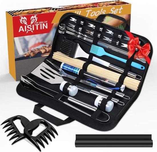 Kit Barbecue Ustensiles 25 Pièces Accessoire Barbecue Acier Inoxydable ...