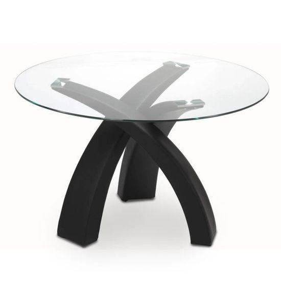 WENDY - Table à manger ronde en verre avec piétement noir - Cdiscount ...