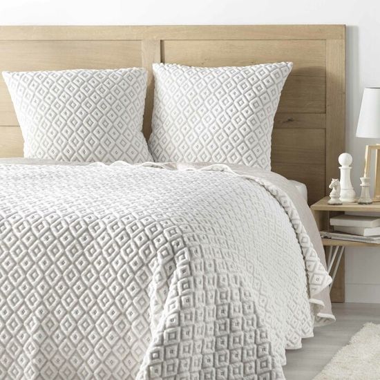 Couvre lit 2 pers matelassé + 2 housses 60x60 220 x 240 cm jersey ...